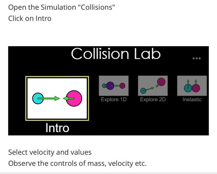 Solved Open the Simulation "Collisions" Click on Intro | Chegg.com