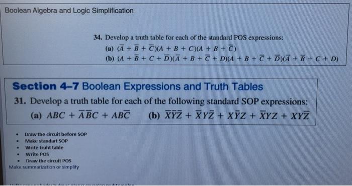 Solved Boolean Algebra and Logic Simplification 34. Develop | Chegg.com
