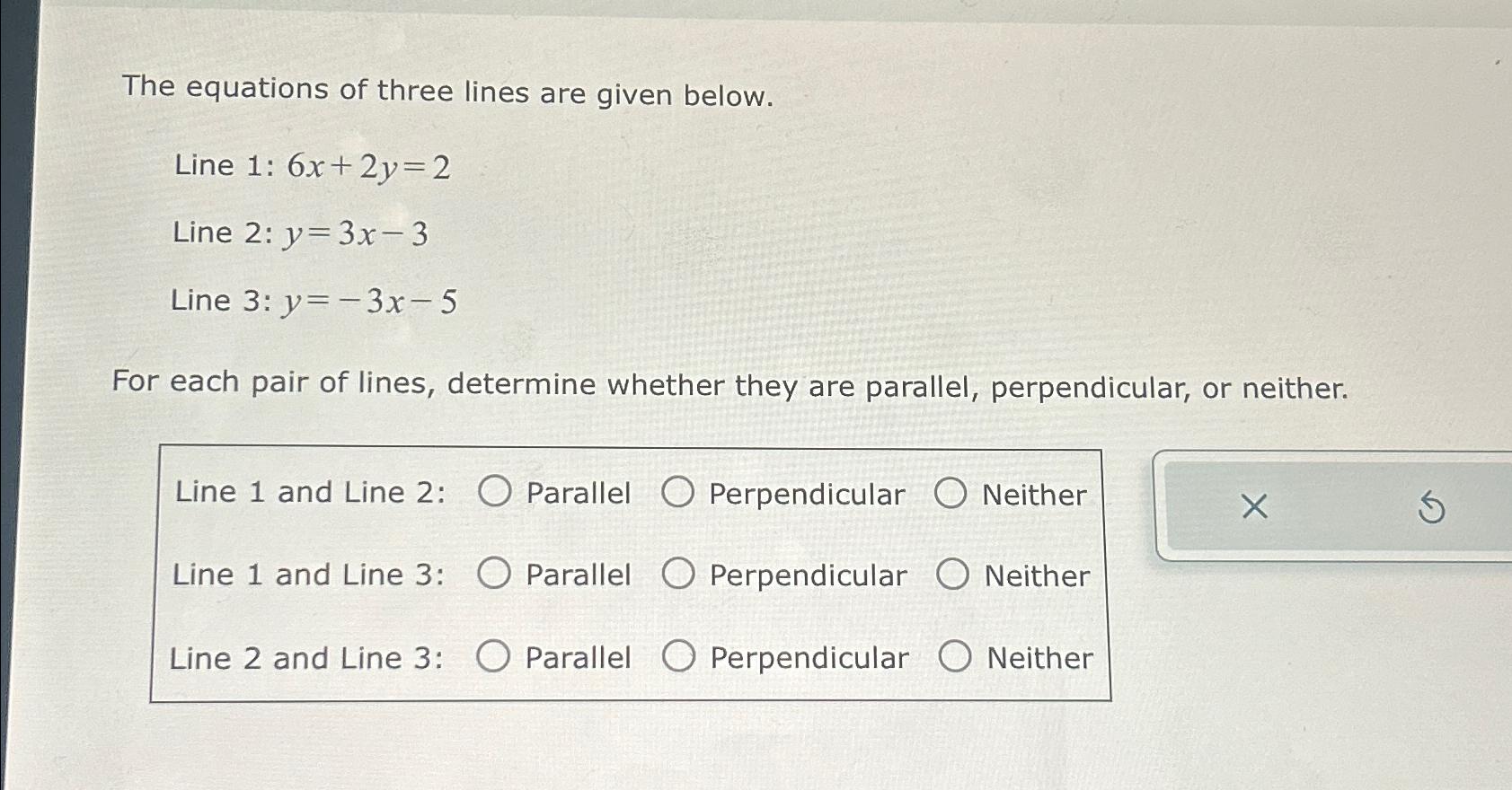 Solved The equations of three lines are given below.Line 1: | Chegg.com