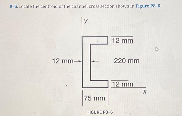 Solved 8-6.Locate the centroid of the channel cross section | Chegg.com