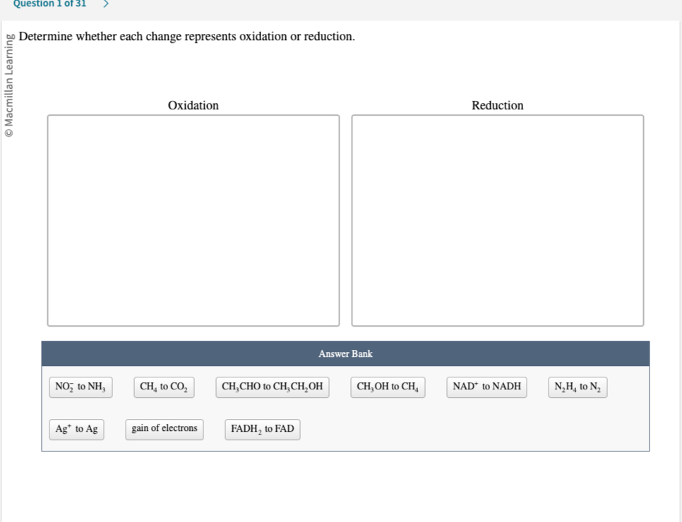 Solved Determine whether each change represents oxidation or | Chegg.com