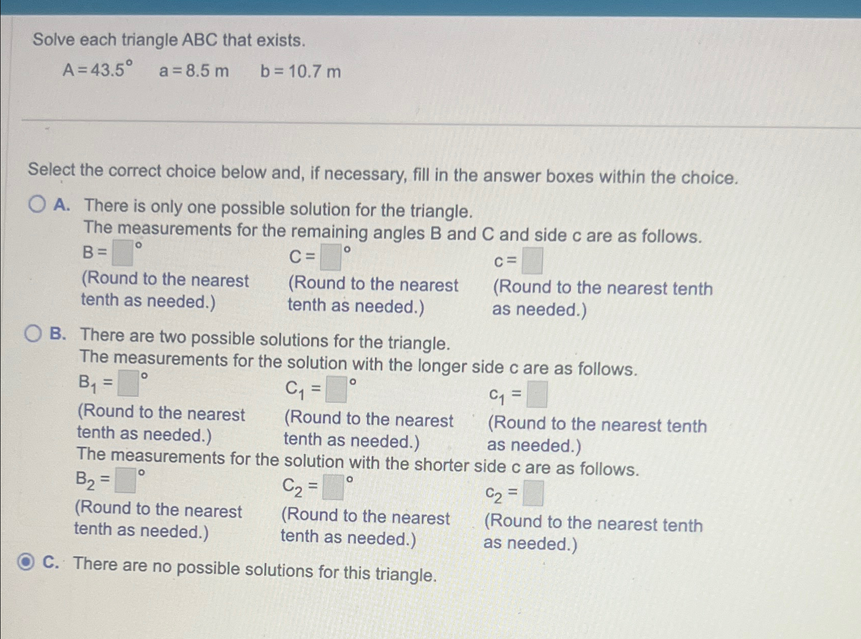 Solved Solve each triangle ABC that | Chegg.com