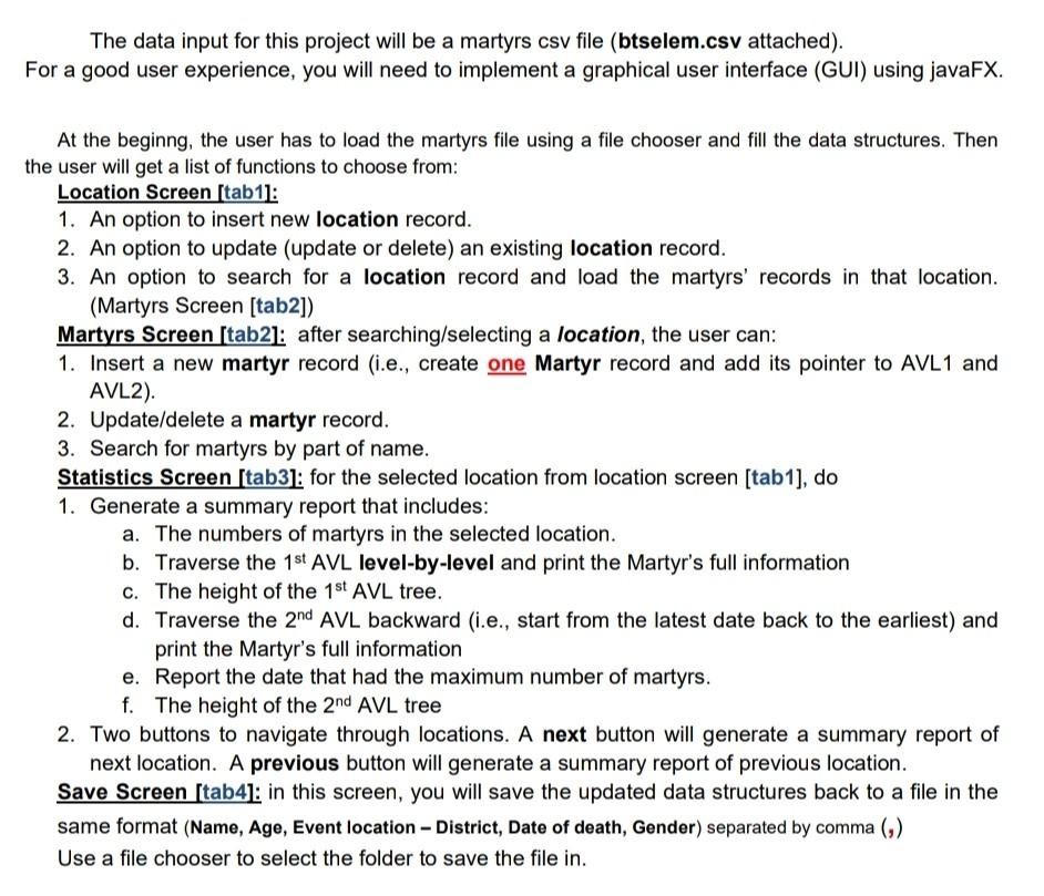 Solved In this project, you will implement a martyrs data | Chegg.com