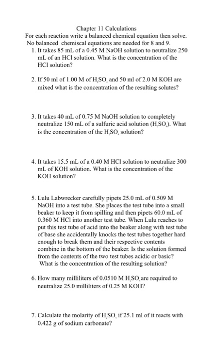 Solved Chapter 11 Calculations For each reaction write a | Chegg.com