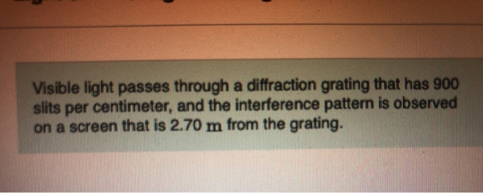 Solved Visible light passes through a diffraction grating | Chegg.com