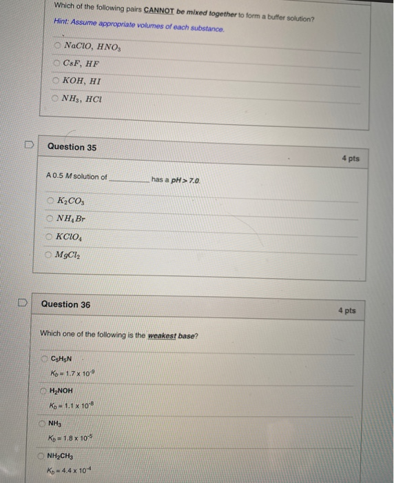 Solved Which of the following pairs CANNOT be mixed together | Chegg.com