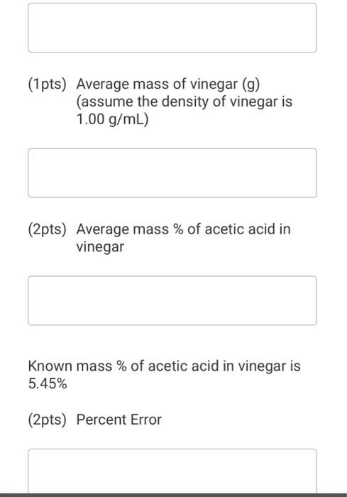 Table 1. Titration data(1pts) Average Volume of NaOH | Chegg.com