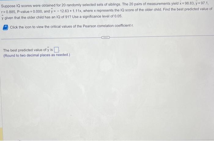 Solved Suppose IQ scores were obtained for 20 randomly | Chegg.com