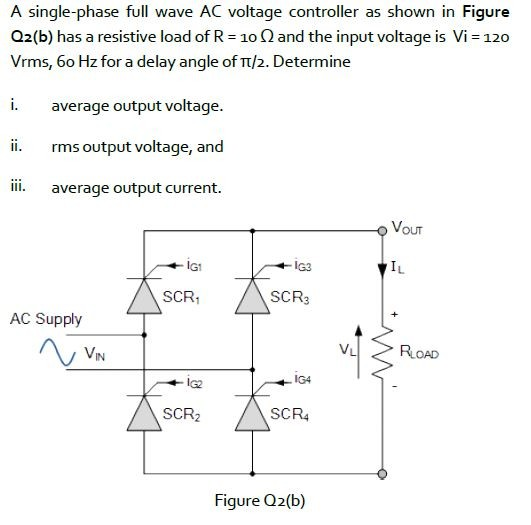 Solved A single-phase full wave AC voltage controller as | Chegg.com