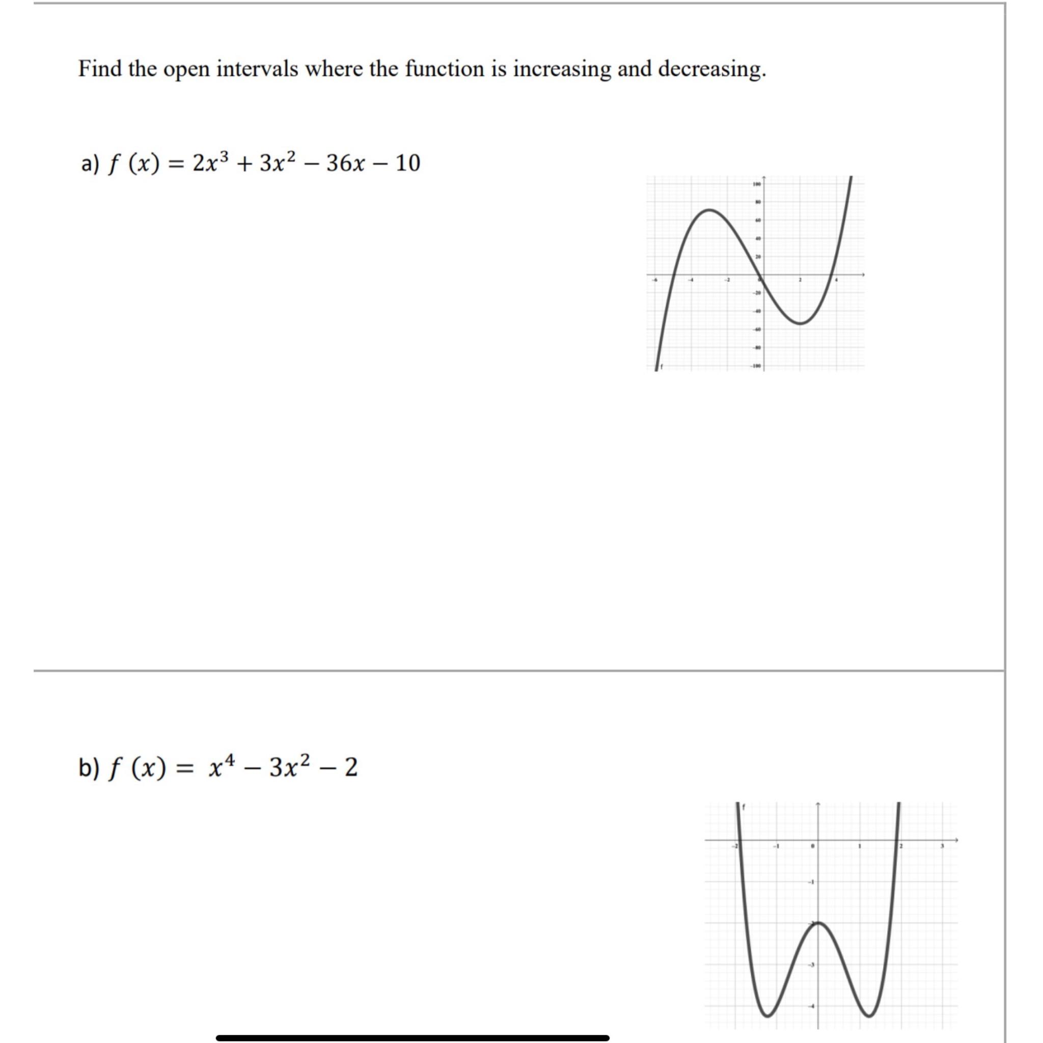 Solved Find the open intervals where the function is | Chegg.com