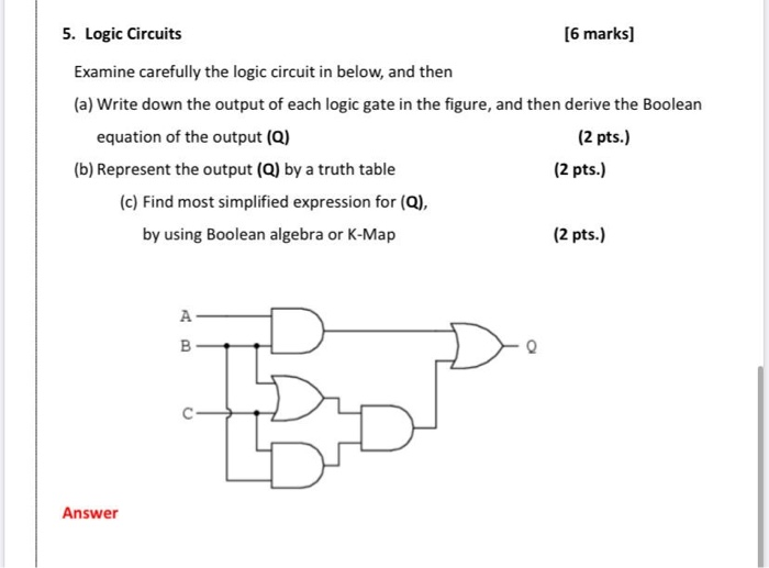 Solved 5. Logic Circuits [6 marks] Examine carefully the | Chegg.com