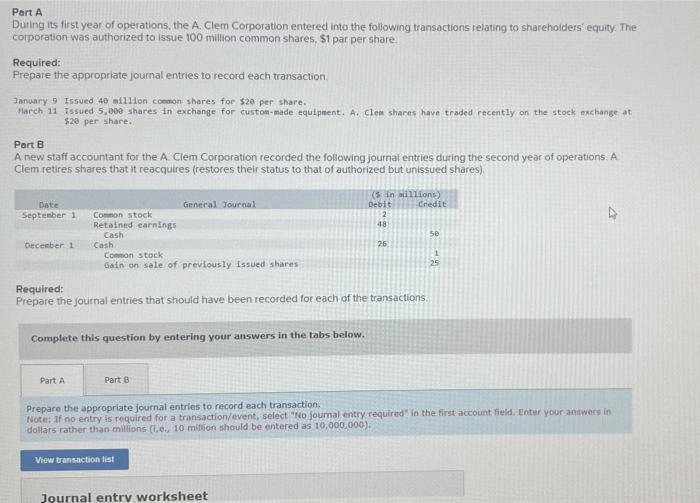 Solved Part A During its first year of operations, the A. | Chegg.com