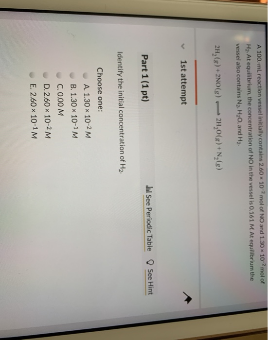 Solved A 100..mL reaction vessel initially contains 2.60 x | Chegg.com