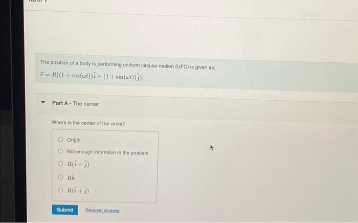 Solved The position of a body is performing uniform circular | Chegg.com