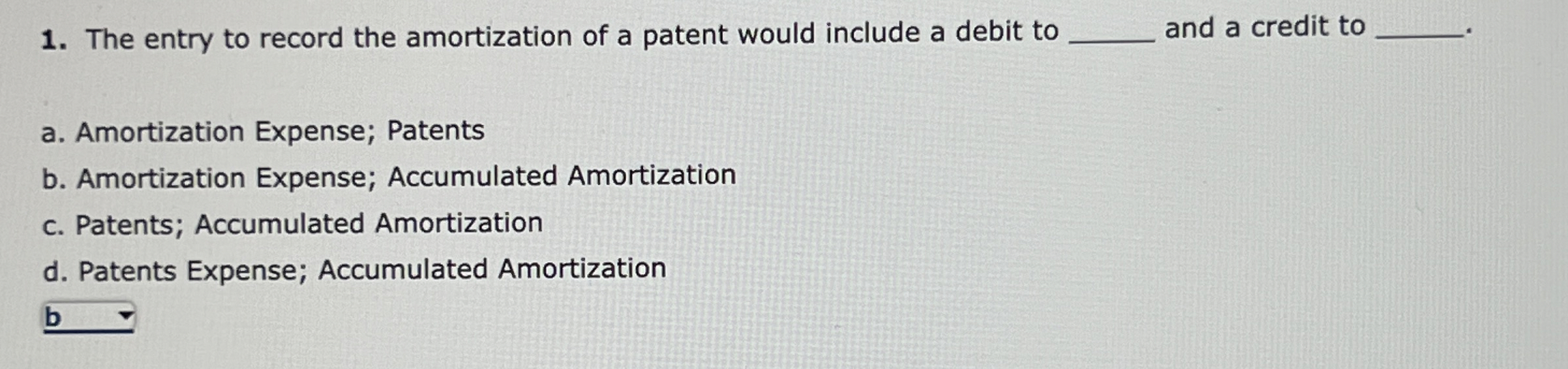 Solved The entry to record the amortization of a patent | Chegg.com