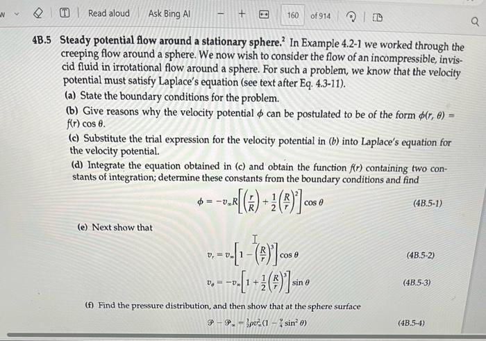 Solved 1.5 Steady potential flow around a stationary sphere. | Chegg.com