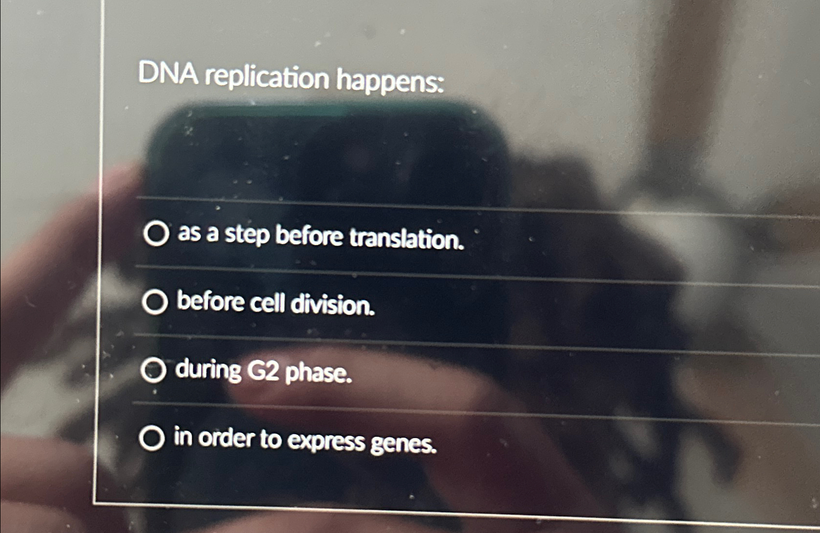 Solved DNA replication happens:as a step before | Chegg.com