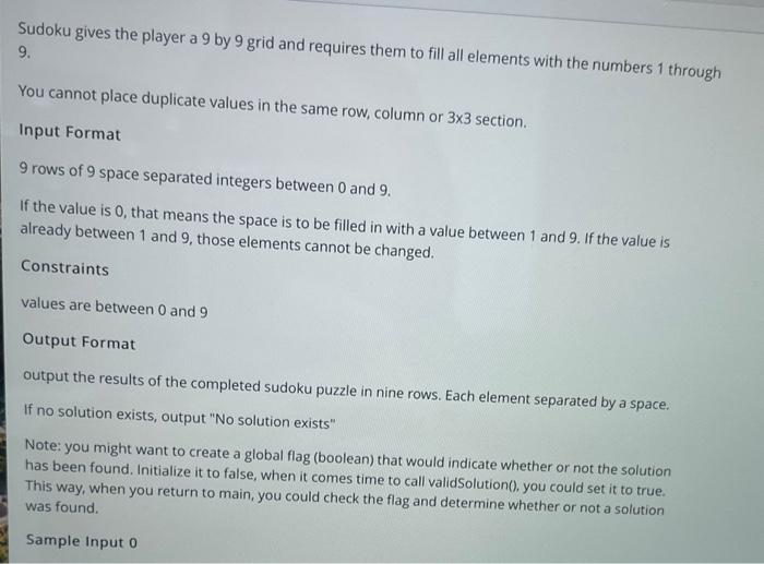 Solved Sudoku gives the player a 9 by 9 grid and requires | Chegg.com