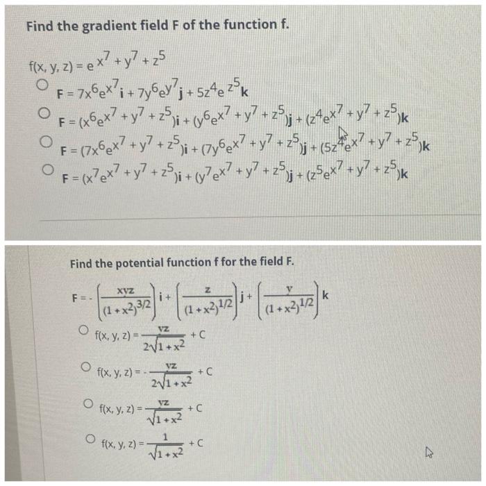 Solved Find the gradient field F of the function f. | Chegg.com