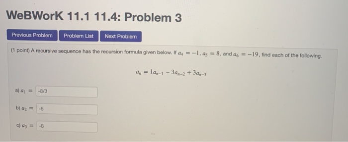 Solved Webwork 11 1 11 4 Problem 3 Previous Problem Problem