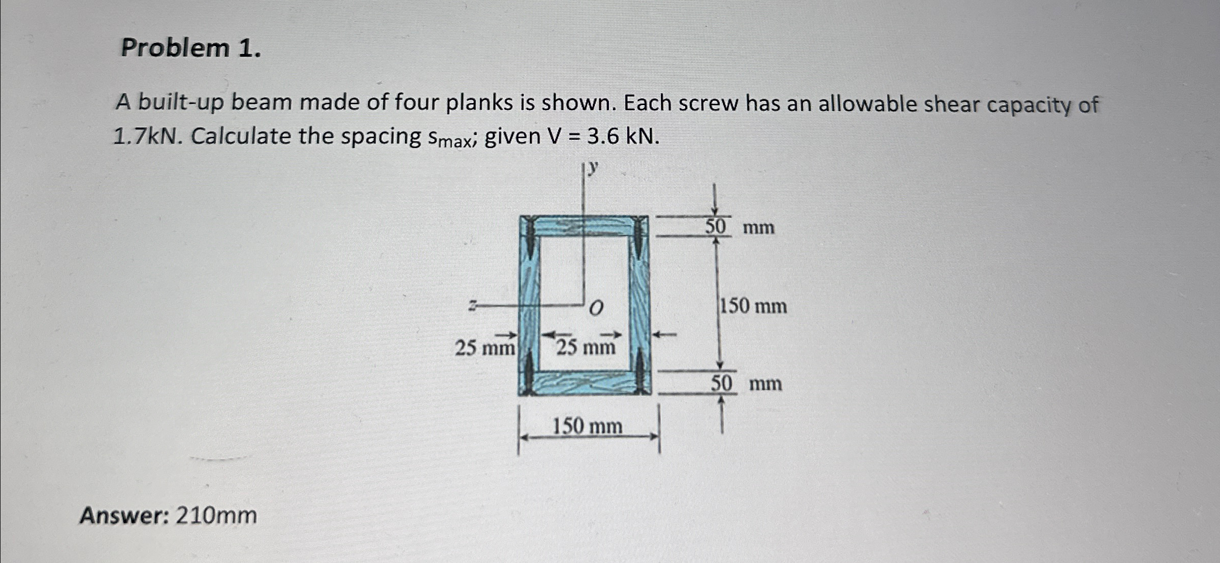 Solved Problem 1.A built-up beam made of four planks is | Chegg.com