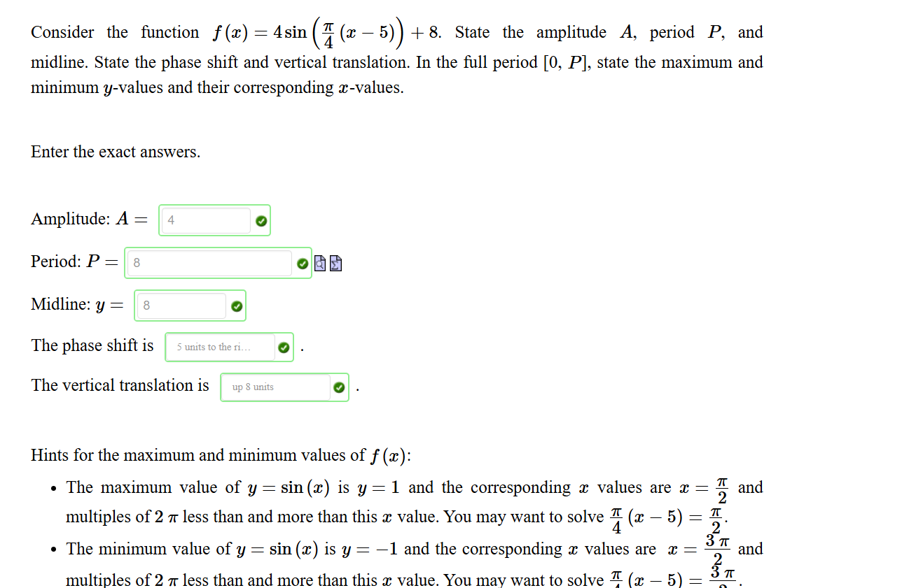 For xin ﻿the interval [0, P], ﻿the maximum y-value | Chegg.com