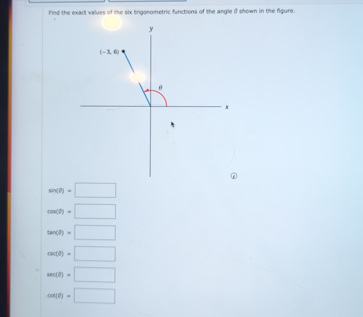 Solved I'mFind the exact values of the six trigonometric | Chegg.com