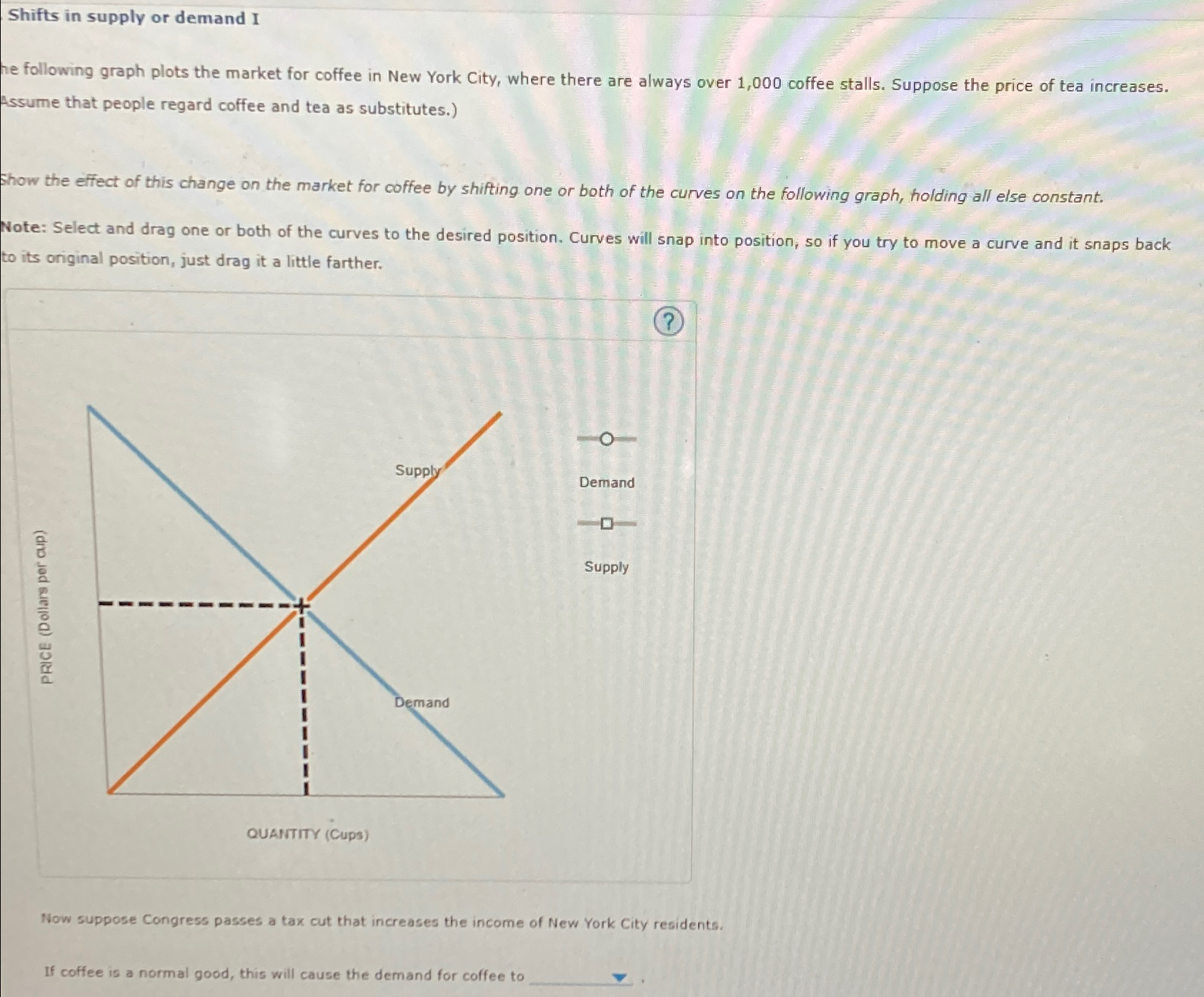 Solved Shifts in supply or demand Ihe following graph plots | Chegg.com