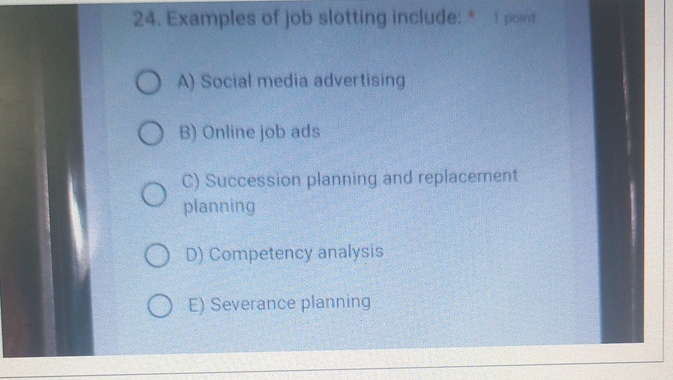 Solved Examples of job slotting include: *1 ﻿poindA) ﻿Social | Chegg.com