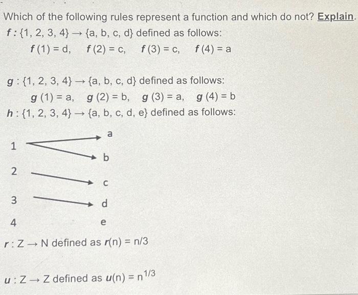 Solved Which of the following rules represent a function and | Chegg.com