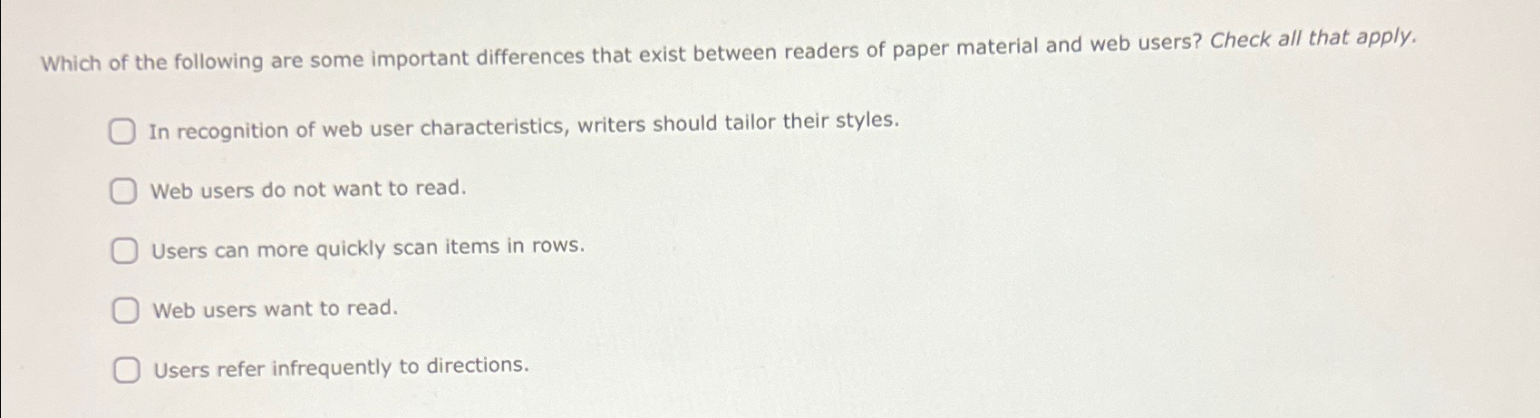 Solved Which of the following are some important differences | Chegg.com