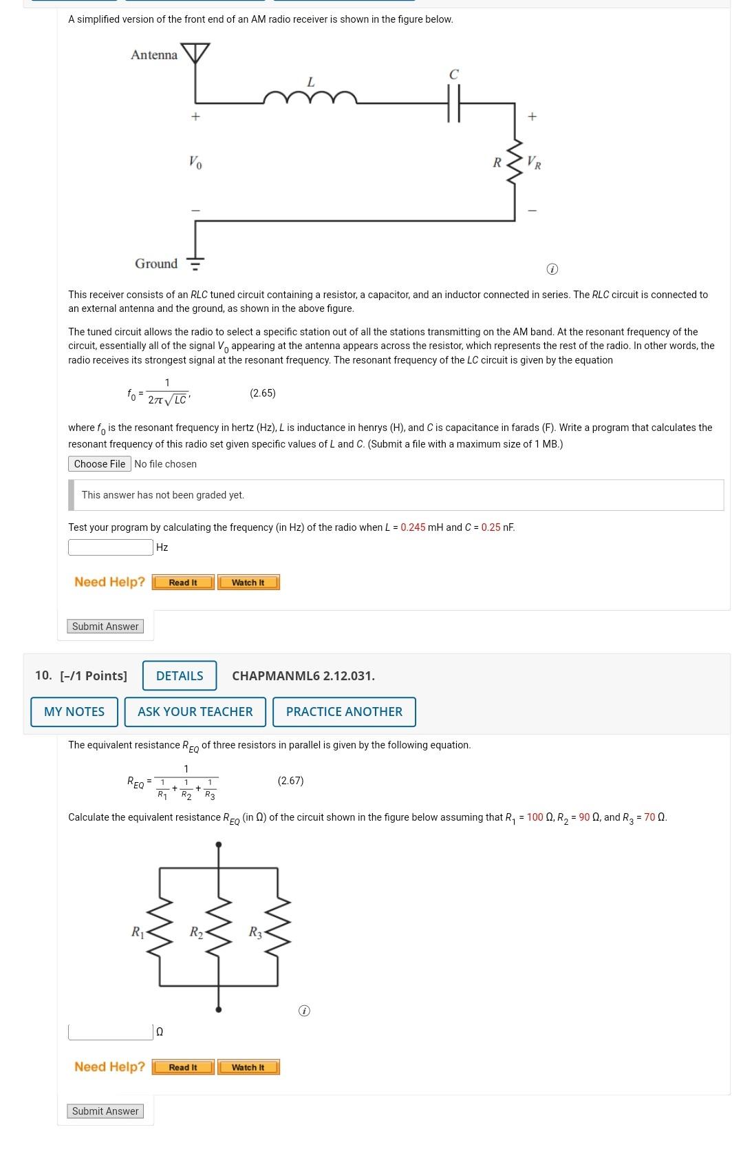 Solved A simplified version of the front end of an AM radio | Chegg.com