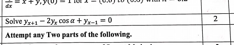 Solved dxSolve yx+1 - 2y, ﻿cos a + ﻿yx-1 =0Attempt any Two | Chegg.com