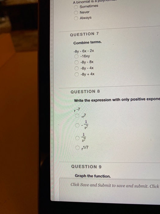Solved A Binomial Is A Sometimes Never Always Question 7