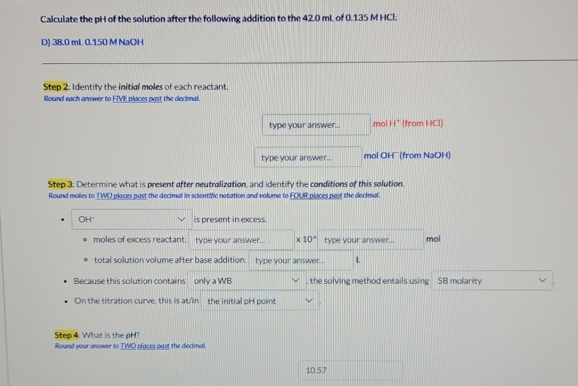 Solved Calculate the pH ﻿of the solution after the following | Chegg.com