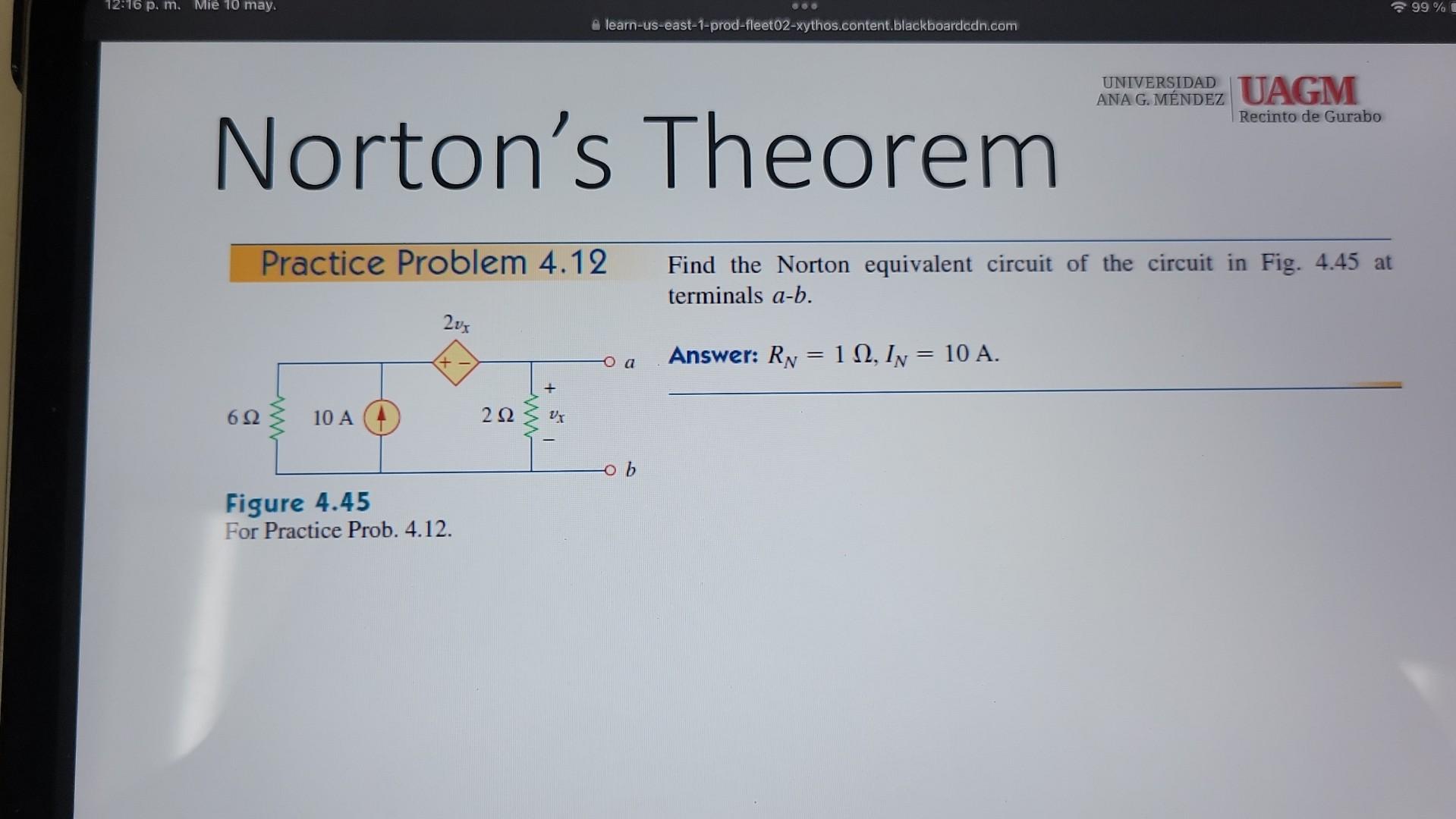 Solved Practice Problem 4.12 Find the Norton equivalent | Chegg.com Solved Practice Problem 4.12 Find the Norton equivalent | Chegg.com
