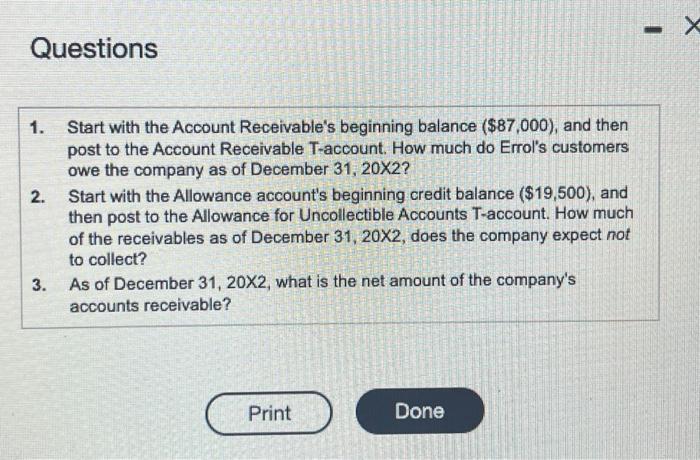 Solved Requirement 1. Start with the Account Receivable's | Chegg.com
