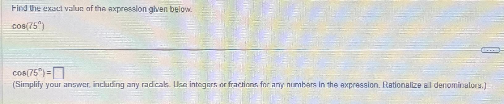 Solved Find the exact value of the expression given | Chegg.com