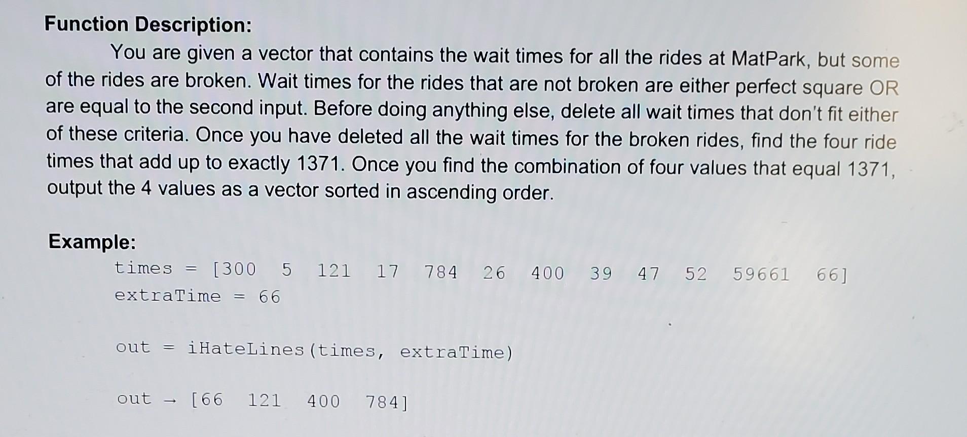 Solved Function Name Ihatelines Inputs 1 Double A 1xn