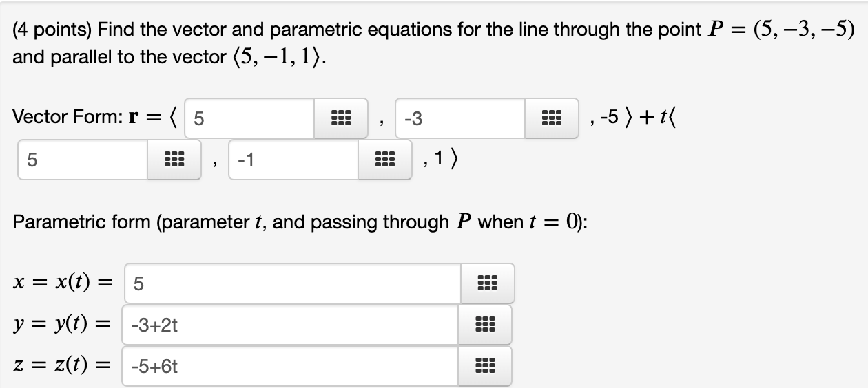Solved (4 ﻿points) ﻿Find the vector and parametric equations | Chegg.com
