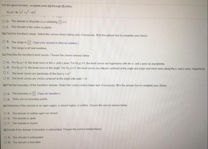 Solved For the given function, complete parts (a) through | Chegg.com