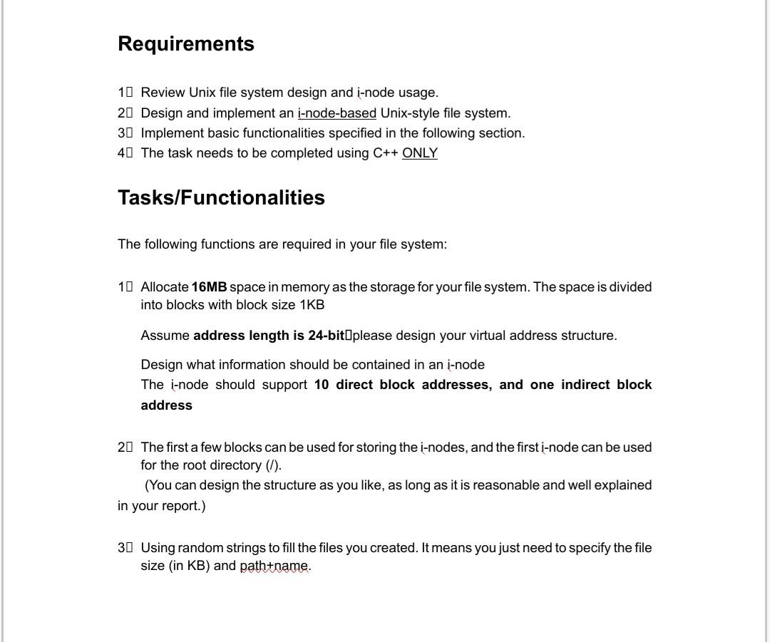 Requirements 10 Review Unix File System Design And 
