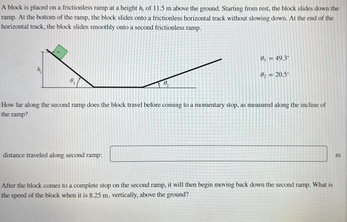 Solved A block is placed on a frictionless ramp at a height | Chegg.com