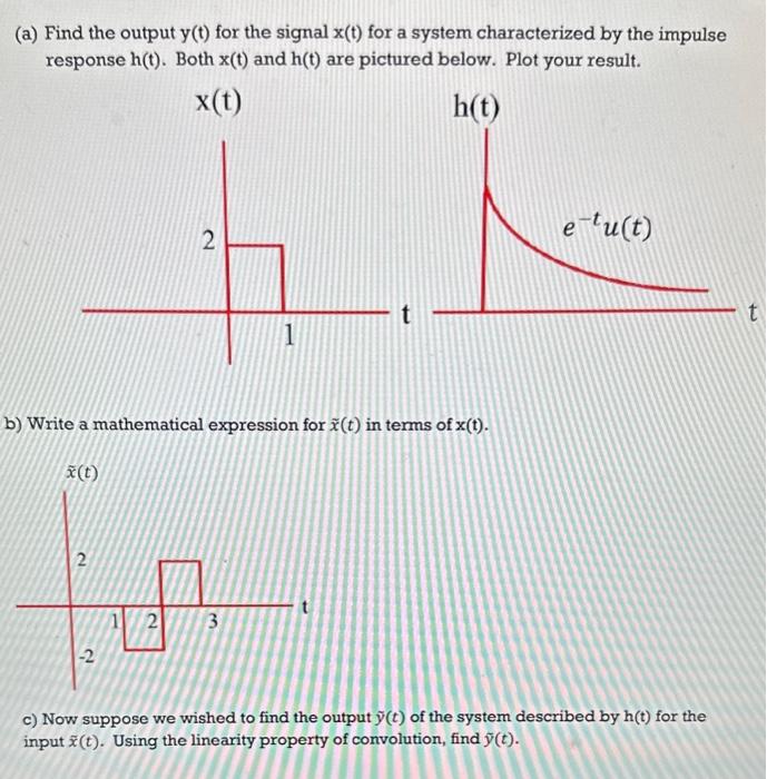 Solved A Find The Output Y T For The Signal X T For A