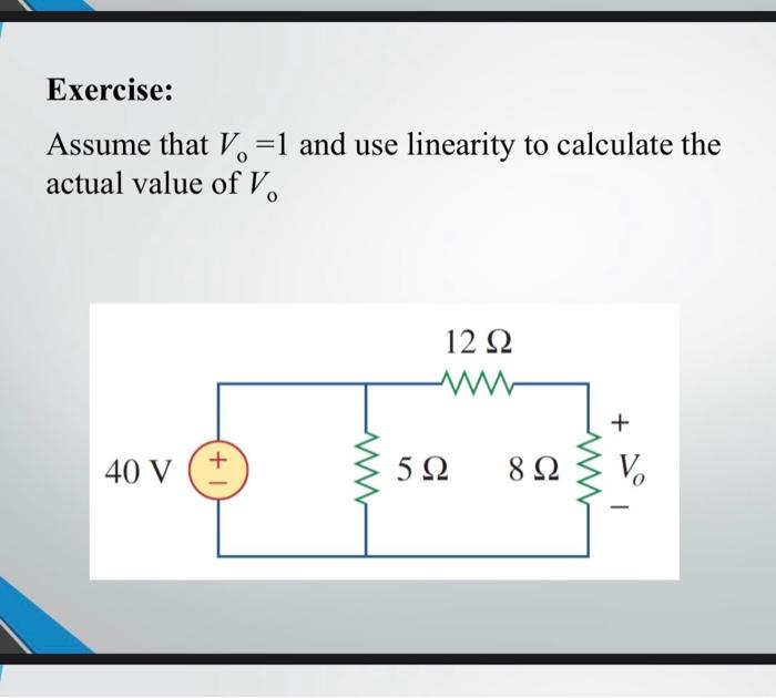 Solved Exercise: Assume that Vo=1 and use linearity to | Chegg.com