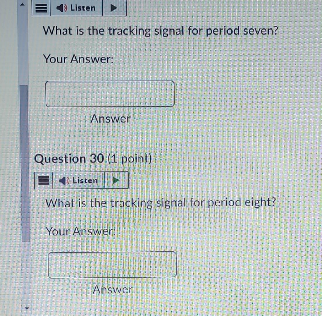 Solved What is the tracking signal for period five? Your | Chegg.com