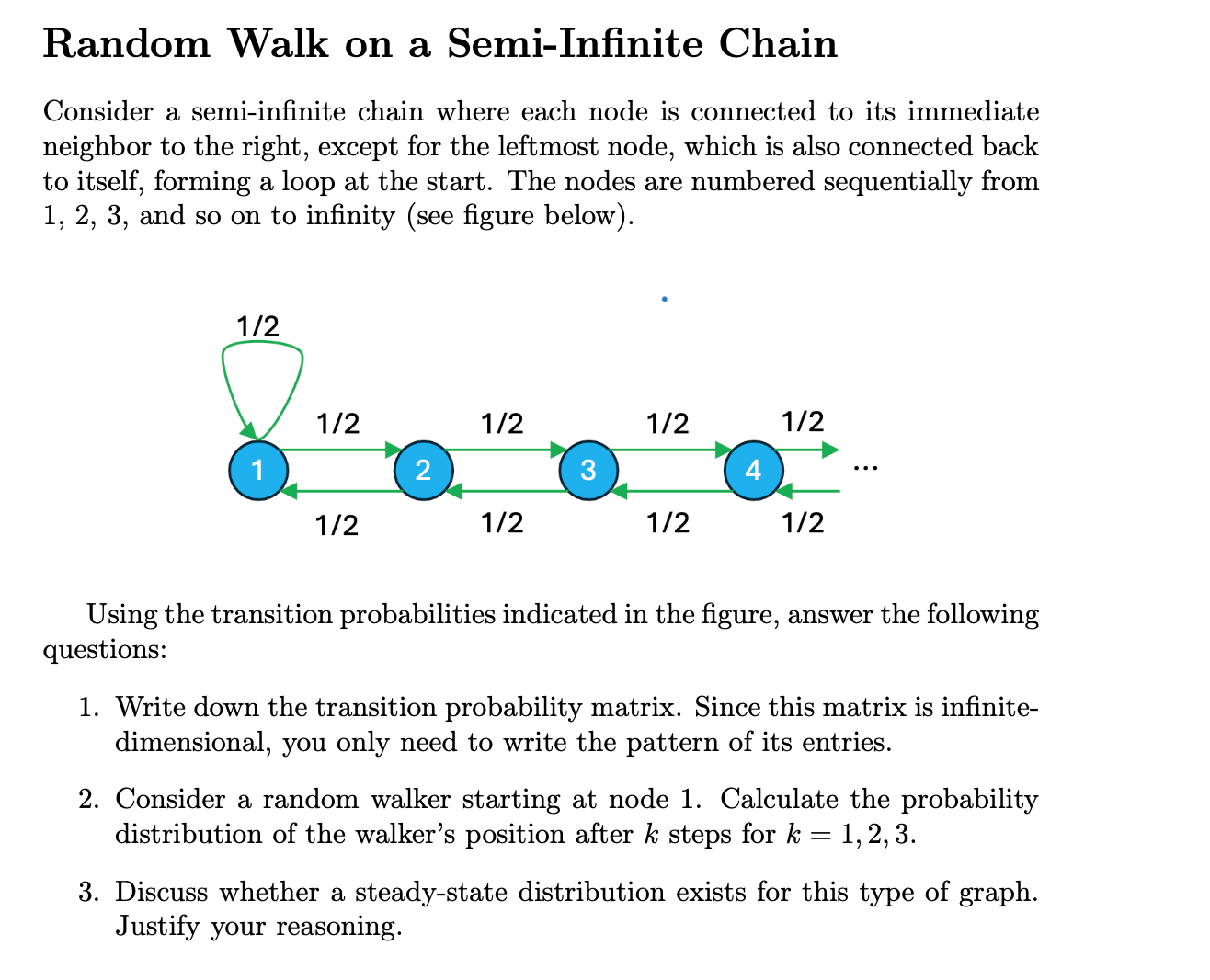 Solved SEE IMAGERandom Walk on a Semi-Infinite ChainConsider | Chegg.com