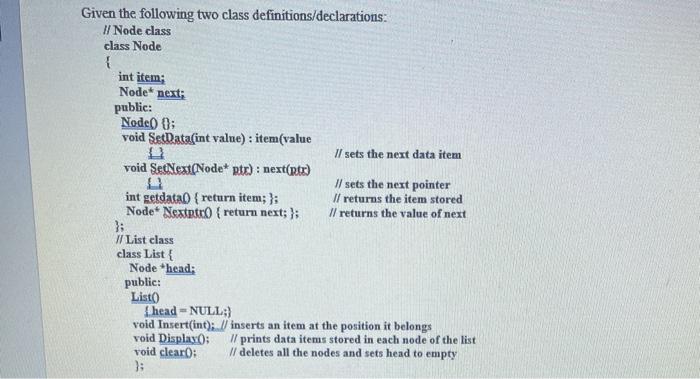 Solved Given the following two class | Chegg.com