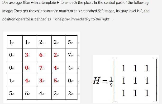 Solved Use average filter with a template H to smooth the | Chegg.com
