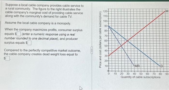 Solved Suppose a local cable company provides cable service | Chegg.com